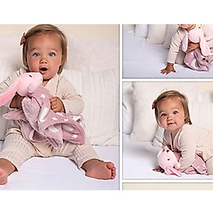 Believe BigDreams Rabbit Lovey Blanket - Baby Security Blankets for Girls - Polyester Baby Boy Security Blanket 15 x 15 Inches Lovies for Babies Glows in The Dark Stuffed Blanket Animal