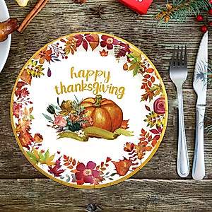 ceiba tree Thanksgiving Disposable Paper Plates and Napkins Sets for 24 Guests Fall 9inch Dinner Plates 7inch Dessert Plates Party Supplies Heavy Duty Dinnerware