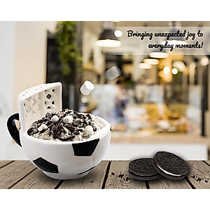 MAX'IS Creations The Soccer Mug with a Goal, Novelty Funny Coffee Mug for Kids, Soccer Ball Soup Rice Cereal Bowl, Soccer Player Coach Cup Boys Girls 8-12 12-14 5-8, 14oz