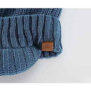 Home Prefer Men's Winter Hat Thick Knit Beanie Cap with Visor Newsboy Beanie Hat Airforce Blue