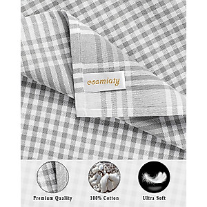 Cosmiaty Kitchen Towels – Dish Towels Suitable for Kitchen Gifts | Set of 5 100% Cotton Tea Towel | Vintage Style Kichen Cloths (Grey, 5)