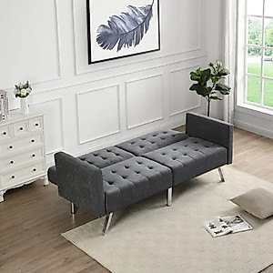 AnwickNomo Futon Sofa Bed,Recliner Couch,Convertible Folding Lounge Couch Loveseat Sleeper Sofa with Armrests, Small Love Seat for Living Room Office Reading Room,Bedroom Furniture Set (Dark Gray)