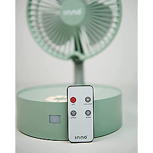 Portable Fan & Essential Oil Diffuser – Foldable Standing or Desk Fan with Night Light, Air Diffuser, Humidifier – 24 Hr. Run Time (Green)