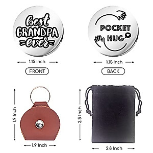 to My Grandpa Pocket Hug Token Gift, Long Distance Relationship Keepsake Stainless Steel Double Sided，Pocket Hug Token Gift for Grandpa from Grandchild - Best Grandpa Ever