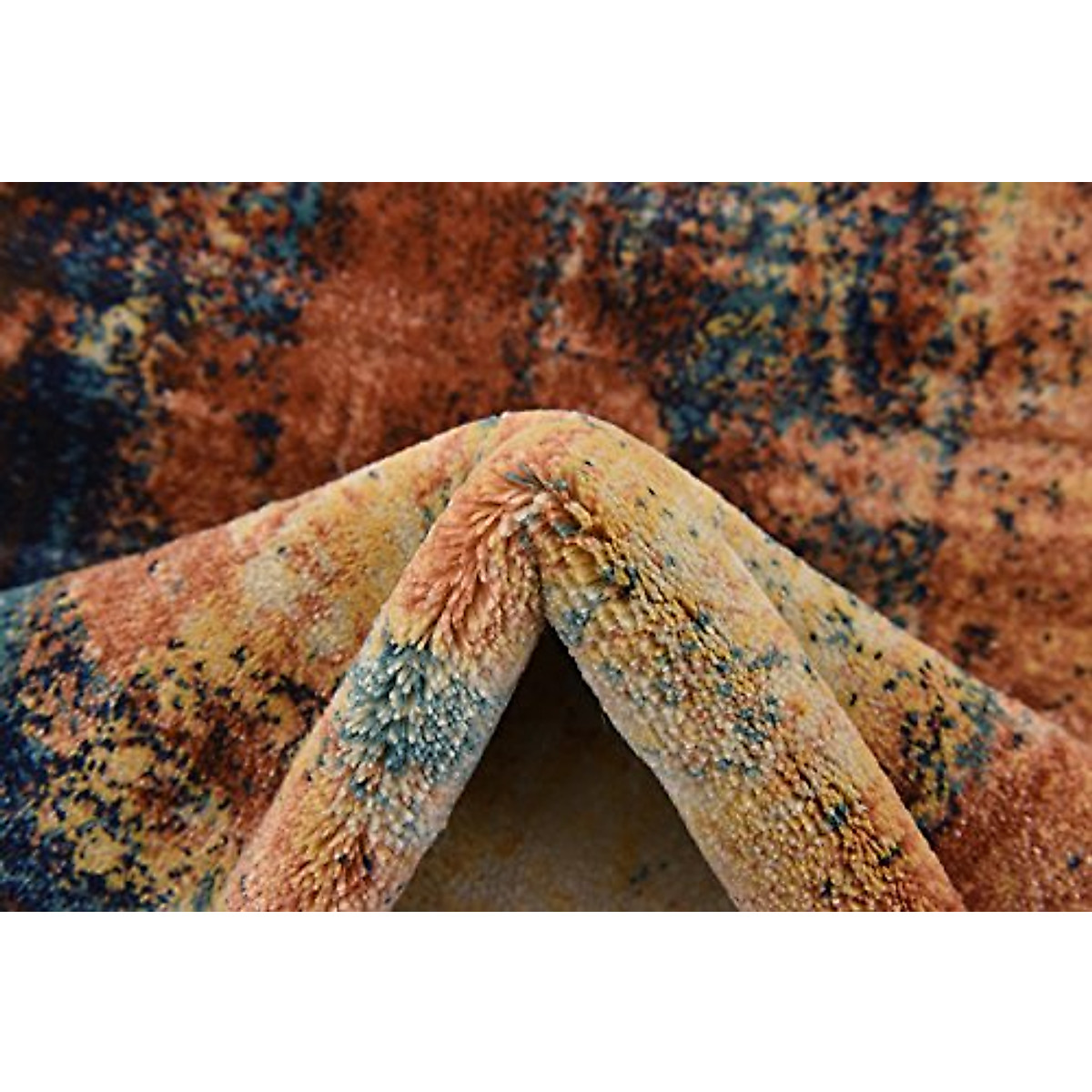 Unique Loom Mystic Collection Over-Dyed Abstract, Mid-Century Modern, Rustic Area Rug, 2' 0" x 6' 0", Peach/Beige