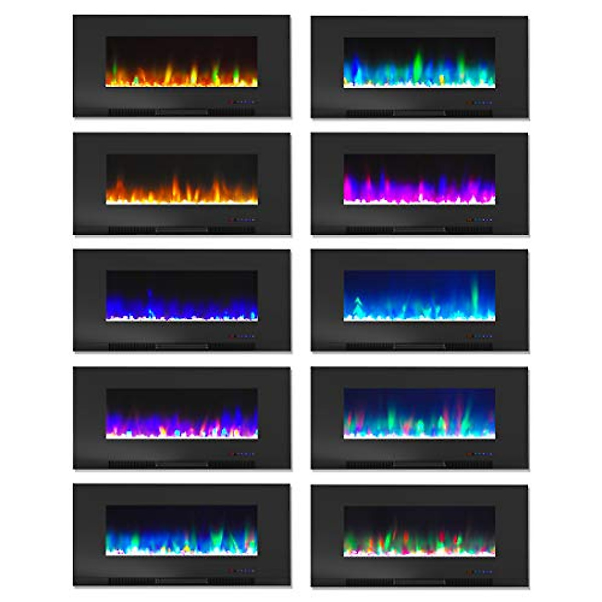 Cambridge Slate Blue Somerset 70 Electric Fireplace TV Stand with Multi-Color LED Flames, Crystal Rock Display, and Remote Control