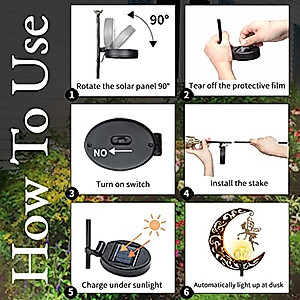 Solar Garden Lights Outdoor Decor, Moon Fairy Crackle Glass Globe with Angel Yard Pathway Stake Lights Solar Powered Waterproof for Walkway Lawn Patio Courtyard Garden Decoration Mothers Day Gifts