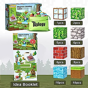 Magnetic Blocks-Build Mine Magnet World Set, Magnetic Toys for Boys & Girls Age 3-4 4-5 6-8, STEM Montessori Sensory Toys for Toddlers Gifts for 3+ Years Old Girls Boys, Fidget Cubes Construction Toys