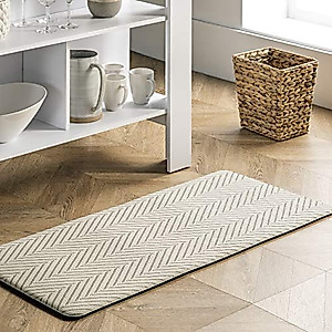 nuLOOM Casual Herringbone Anti Fatigue Kitchen or Laundry Room Comfort Mat, 20" x 42", Beige