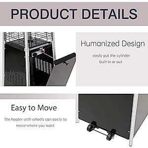 Betterland 7 Piece Outdoor Sectional Sofa Patio Furniture Set, All-Weather PE Grey Wicker Patio Conversation Set with Washable Cushion and Glass Table,Outdoor Propane Heater(Dark Blue Cushions)