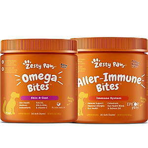 Omega 3 Alaskan Fish Oil Chew Treats for Dogs - with AlaskOmega for EPA & DHA + Allergy Immune Supplement for Dogs - with Omega 3 Wild Alaskan Salmon Fish Oil