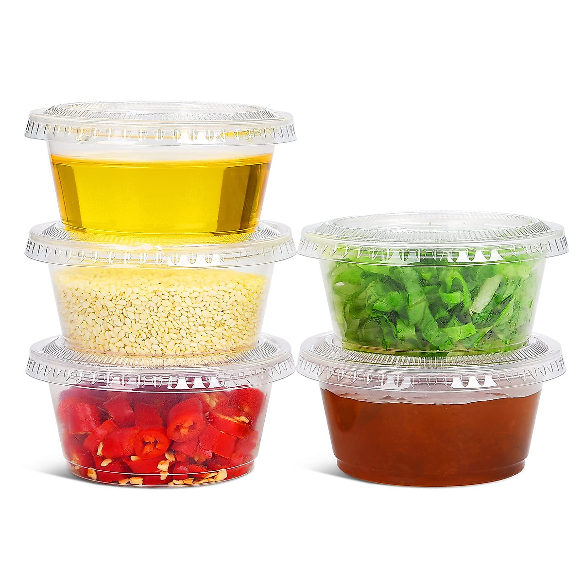 EDI Minimalist Clear 4 Oz 200 Sets Disposable Plastic Portion Cups with Leakproof Lids | Food Storage Cups | BPA Free | Recyclable