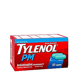 Tylenol PM Extra Strength Pain Reliever & Sleep Aid Caplets, 500 mg Acetaminophen, 50 ct