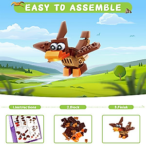 GearRoot 12 Pack Party Favors for Kids, Dinosaur Building Blocks, Assorted Mini Animals Building Blocks Sets for Goodie Bags Fillers, Classroom Prizes, Birthday Gifts,Easter Basket Stuffers