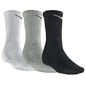 Nike Cotton Cushion Crew Socks - X-Large (Men's Size 12-15) - Grey/Black/White (Pack of 3)