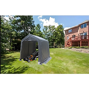 7x12ft Heavy Duty Outdoor Portable Garage Ventilated Canopy carports/Pool Canopy/Portable Outdoor Tent with All-Season Tarp (7x12ft Grey)