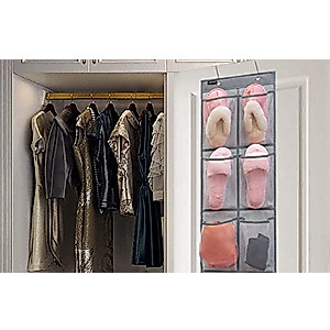 ANZORG Over The Door Hanging Closet Shoes Holder Organizer Shoe Storage Shoe Rack with 6 Mesh Pockets (6 Pockets)