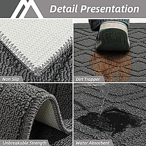 48x20 Inch/30X20 Inch Kitchen Rug Mats Made of 100% Polypropylene 2 Pieces Soft Kitchen Mat Specialized in Anti Slippery and Machine Washable (Grey)