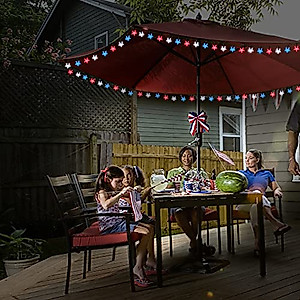 WATERGLIDE 2 Pack Solar Patriotic Star String Lights, Outdoor July 4th Decorative Light 100 LED 33 FT Each, 8 Lighting Modes, Waterproof for Independence Day Party Patio Garden Decor, Red White & Blue