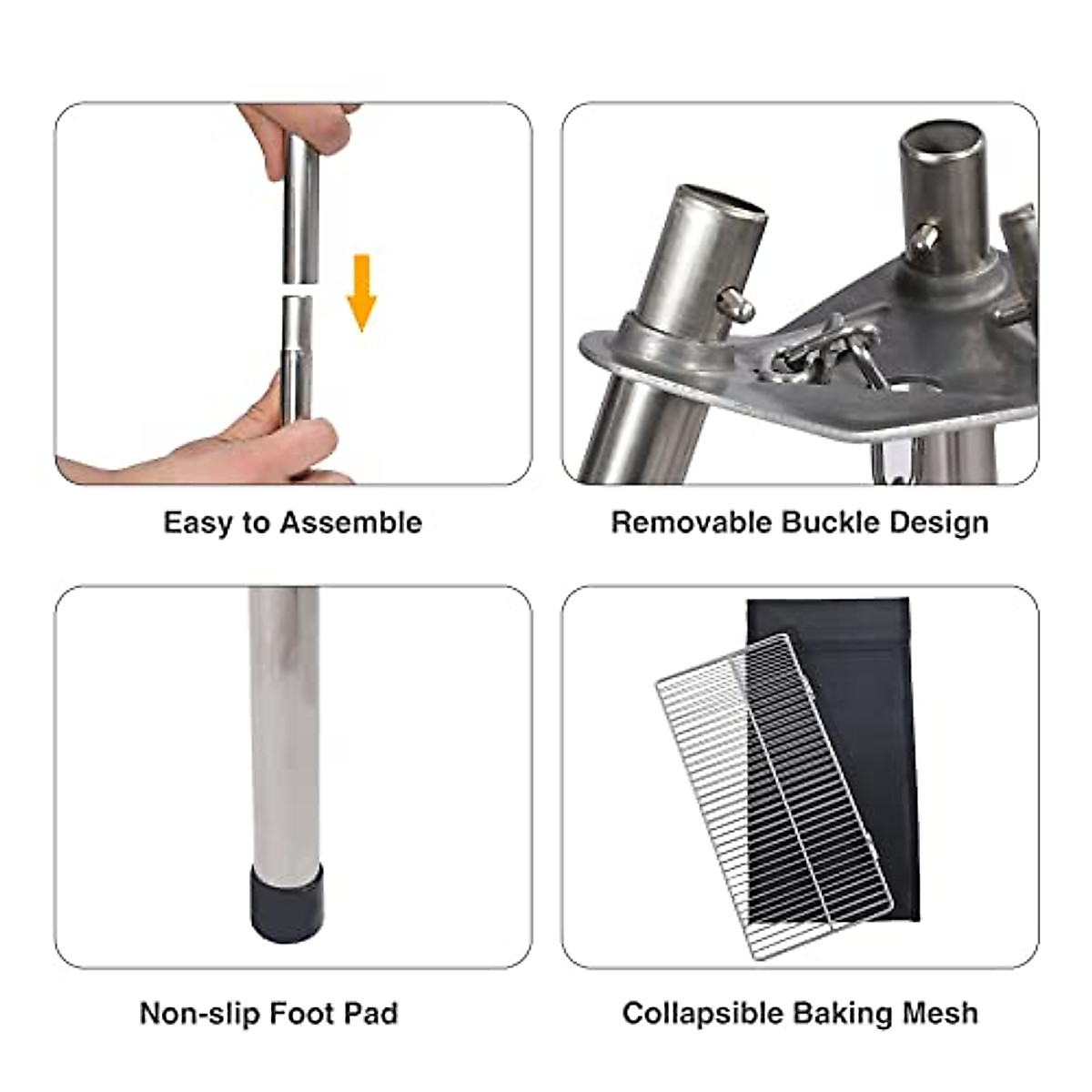 REDCAMP Campfire Tripod, Folding Camping Grill with Grill Grate, Tripod Cooker for Cooking,Ourdoor BBQ