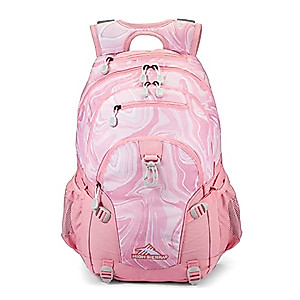 High Sierra Loop Backpack, Travel, or Work Bookbag with tablet sleeve, One Size, Pink Marble - Bubblegum Pink