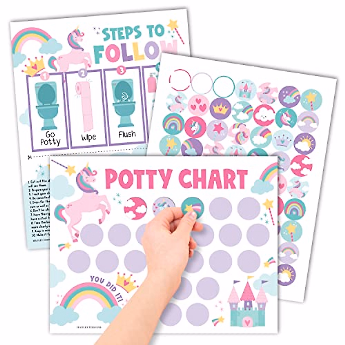 Unicorn Potty Training Chart For Toddler Girls - Potty Training Sticker Chart For Girls Potty, Potty Chart For Girls With Sticker, Sticker Chart For Kids Potty Training Reward Chart, Kids Reward Chart