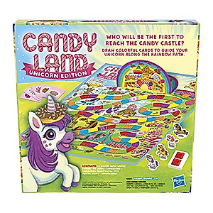 Hasbro Gaming Candy Land Unicorn Edition Preschool Board Game | Unicorn Games for Girls & Boys | 2-4 Players | Ages 3+ (Amazon Exclusive)
