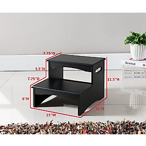 Kings Brand Furniture - Courtney Black Finish Wood Bedroom Step Stool