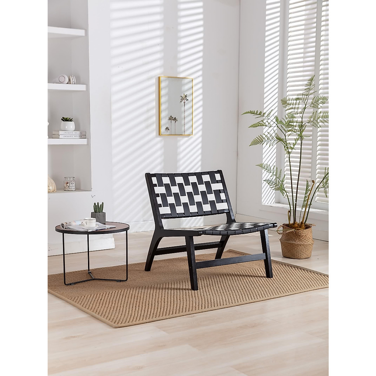 Living Room Accent Chair, Comfort Chair Armless Rubberwood Black White Modern Home Furniture 26.18" Lx28.35 Wx28.35 H