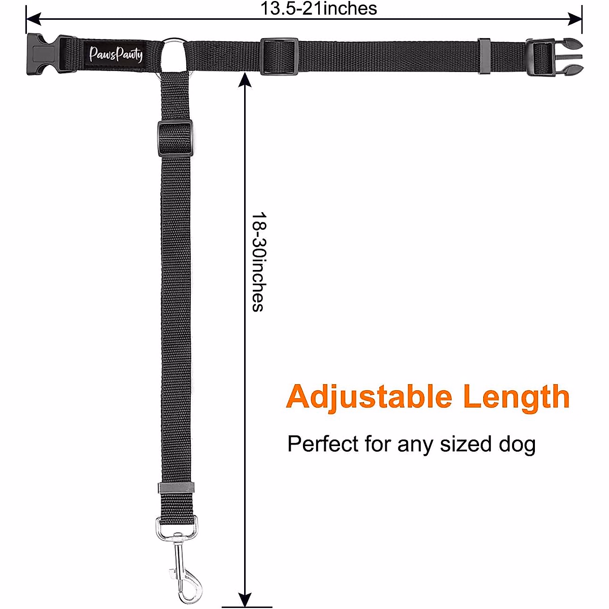 PawsPawty 2 Pack Headrest Dog Car Safety Seat Belt Adjustable Nylon Fabric Car Leash Vehicle Seatbelts Harness for Dogs 2-in-1 Leash and Restraint