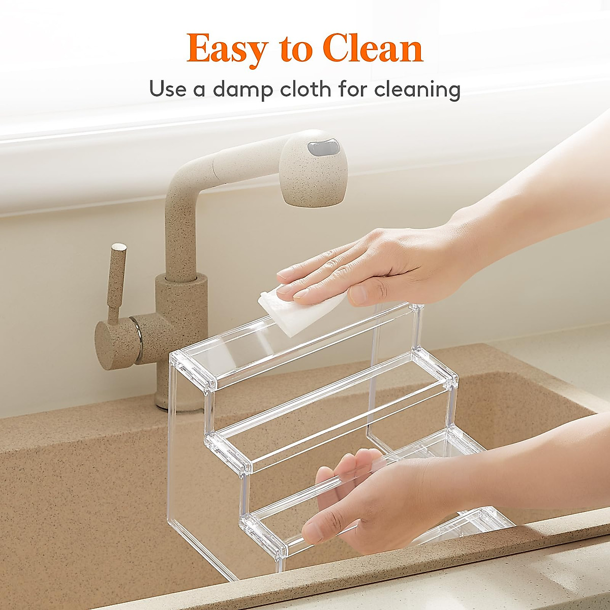 Lifewit 4 Tier Clear Display Risers Stand, Plastic Organizers for Figures, Cupcake, Perfume, Dessert, Desktop Display Stand for Organize and Decoration