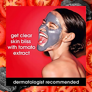 Yes To Tomatoes Clear Skin Detoxifying Charcoal Mud Mask For Acne Prone Skin Draw Out Impurities And Prevent Breakouts Contains Salicylic Acid 96 Natural Ingredients, Red, Tomato, 2.006 Fl Oz