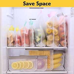 COOKFUN Reusable Gallon Freezer Bags 6 Pack, Stand up Reusable Food Storage Bags, BPA FREE Reusable Ziplock Bags for Kitchen Fridge Kids Lunch Travel