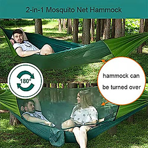 Camping Hammock with Mosquito Net - Portable Travel Hammock Bug Net - Camping Equipment - Hammock Tent for Outdoor Hiking Campin Backpacking Travel (Army Green)