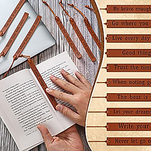 10 Pcs Leather Bookmarks Inspirational Gifts for Women Inspirational Leather Bookmarks for Men Women Book Reading Bookworm Book Lovers Readers