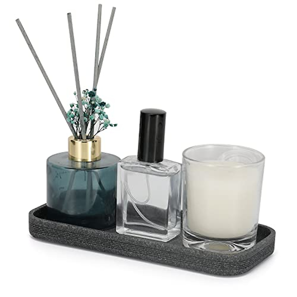 ZCCZ - Black Bathroom Accessories Set 6 Pcs - Lotion Soap Dispenser, 2 Qtip Holder Dispenser, Toothbrush Holder, Vanity Tray, Bathroom Tumbler - Decorative Countertop Vanity Organizer