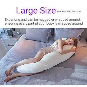 CAICFYIN Swan Pillow Full Body Pillow,60 Inch Side Sleeper Pillows for Adults,Maternity Pillow for Pregnant Women with Velvet Cover, White