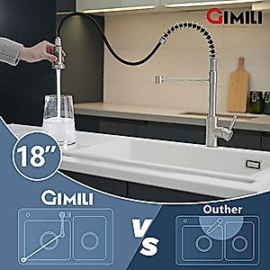 GIMILI Kitchen Faucet with Pull Down Sprayer High Arc Single Handle Spring Kitchen Sink Faucet Brushed Nickel Modern rv Stainless Steel Kitchen Faucets