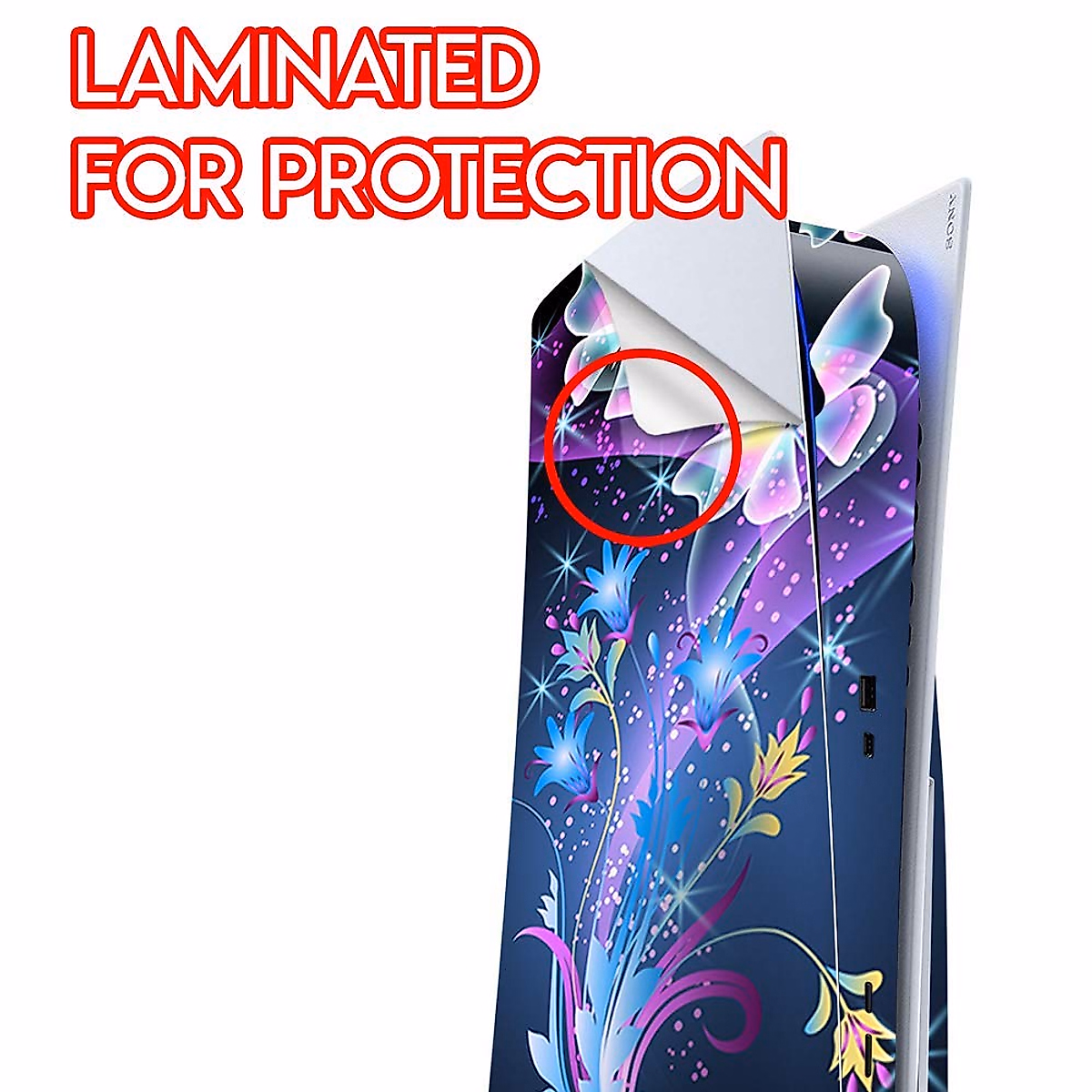 ITS A Skin Skins Compatible with Sony Playstation 5 Console Disc Edition - Protective Decal Overlay Stickers wrap Cover - Glowing Butterflies in Flight