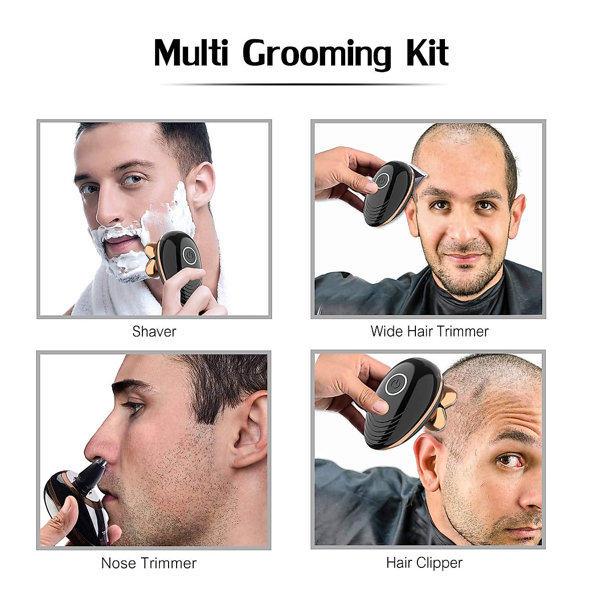 Surker Head Shavers for Bald Men 4d Electric Razor 5 in 1 Nose Beard Trimmer Hair Clipper Shaving Kit Rotary Shaver Cordless USB Rechargeable Facial Grooming Kit Waterproof