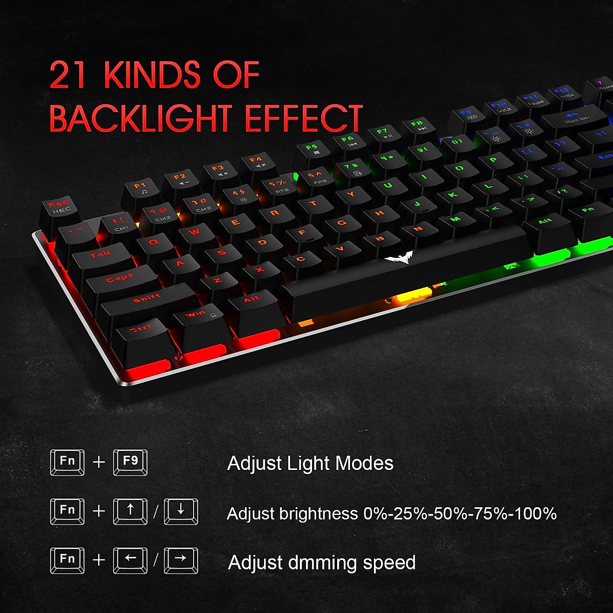 Havit Mechanical Keyboard and Mouse Combo Wired 89 Keys Backlit Gaming Keyboard Red Switch, 4800 D P I Mouse with 6 Button, Gaming Mouse Pad for PC Gamer Computer Laptop (Renewed)