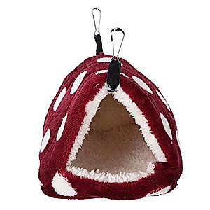Jarchii With Hook Hanging Bed Small Pet Hammock, Keep Warm Hamster Hammock, Sugar Gliders For Hamsters(Burgundy Big Dot, S)