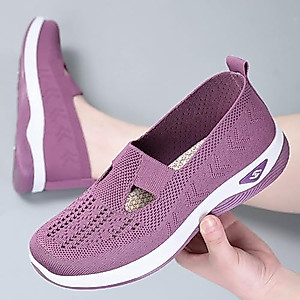 Soft Sole Orthopedic Casual Shoes Mesh up Stretch Platform Shoes Wide Width Elderly Shoes with Adjustable Closure Soft Comfortable Casual Walking Sneakers Shoes (C-PP1, 8.5)