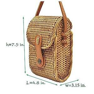 HAANCRAFTS HAAN Women Cellphone Handwoven Wicker Crossbody Wallet Boho Purse Oval Rattan Bag For Summer Beach - Natural Stylish & Chic – Shoulder Real Leather Adjustable Strap