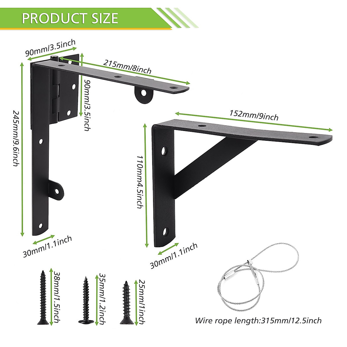 LANMIERT Fence Gate Kit, Anti Sag Gate Kit for Wooden Fence; Heavy Duty Gate Kit with Gate Latch; Gate Hardware for Wooden Gate Fence, Driveway Gates, Shed Doors, Corral Gates, Wood Windows