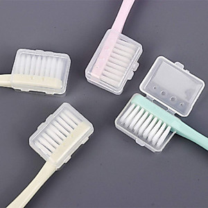 Healifty Long Handle Toothbrush 20pcs Ultra Soft Toothbrushes with Head Cover Manual Small Head Toothbrushes for Home Travel Hotel (Green Pink) Extra Soft Toothbrush