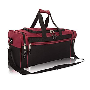 DALIX 21" Blank Sports Duffle Bag Gym Bag Travel Duffel with Adjustable Strap in Maroon