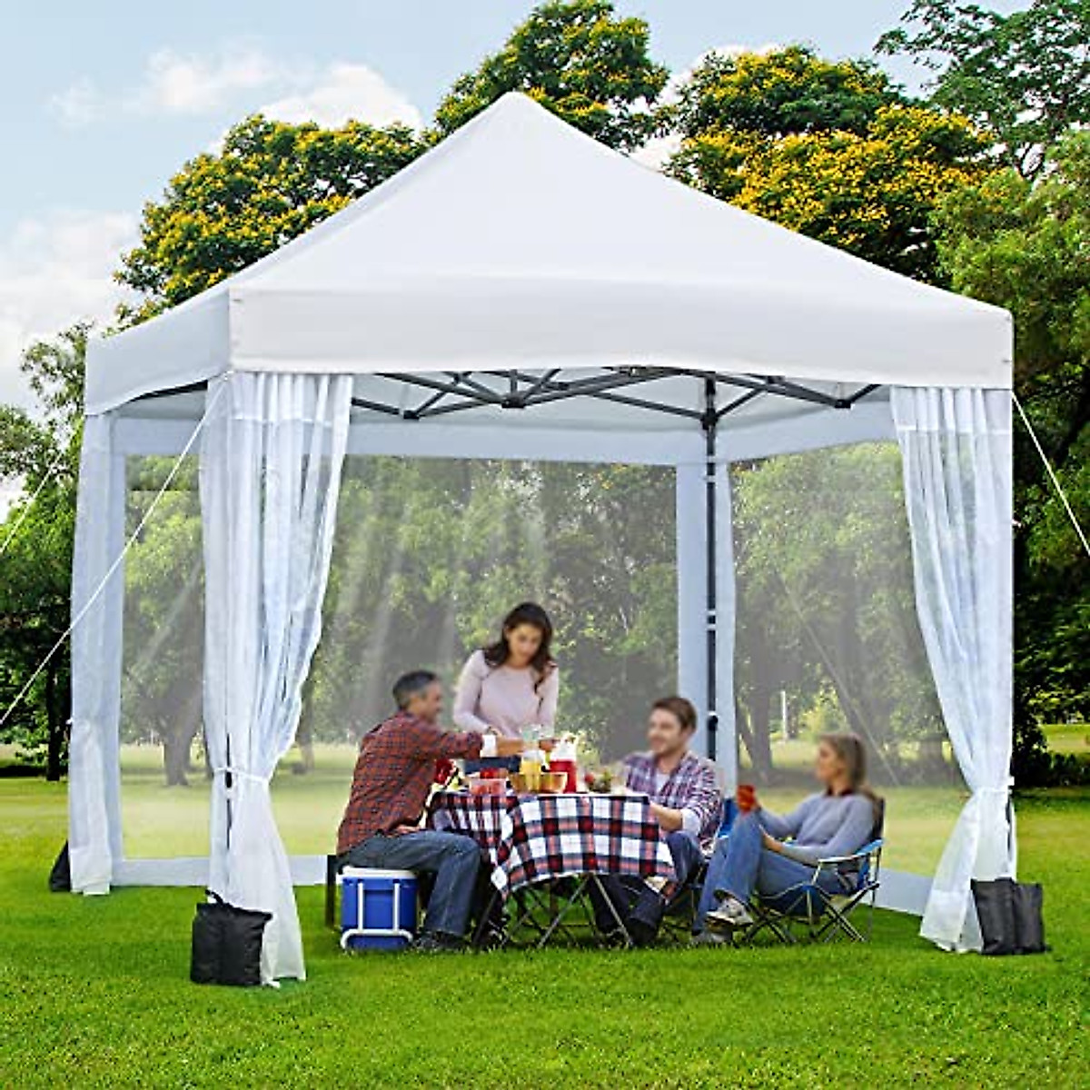 Yaheetech 10'x10' Pop Up Canopy with Removable Mesh Side Walls, Commercial Instant Tent, Instant Canopy Tent for Camping, Family Outings, Wedding