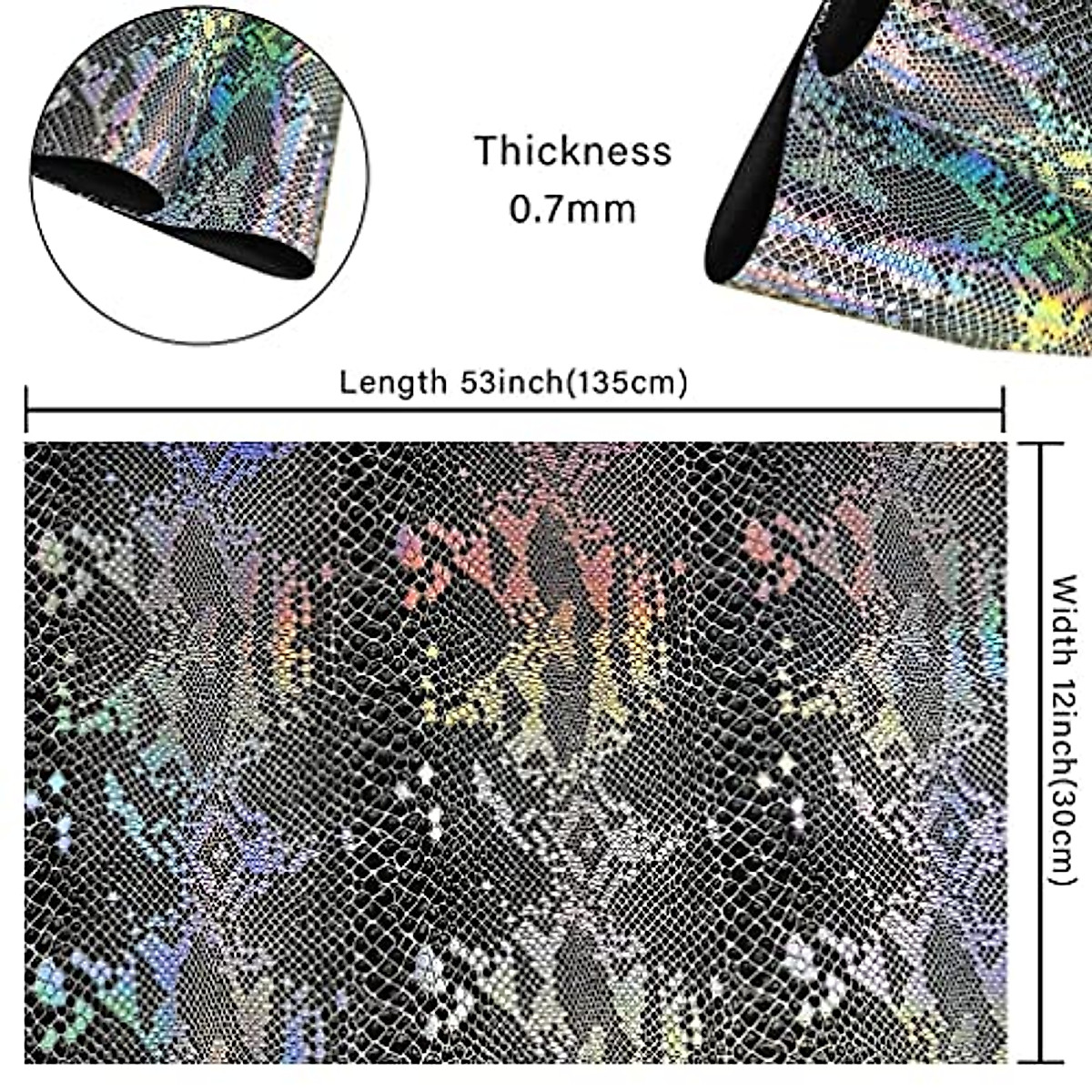 HYANG Snake Embossed Black PU Faux Leather Sheets 1 Rolls 12"X53"(30cmX135cm), Faux Leather Very Suitable for Leather Earrings, Bows, Handbag ，Sewing ，Crafts Making