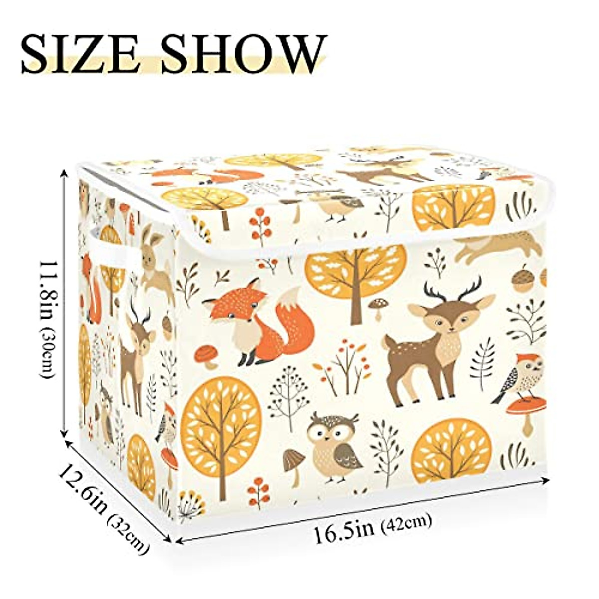 Storage Bins with Lids Foldable Storage Baskets Storage Cubes Collapsible Closet Organizer Containers with Cover Forest Animals for Home Office Organizer Closet, Shelves, Toy, Nursery